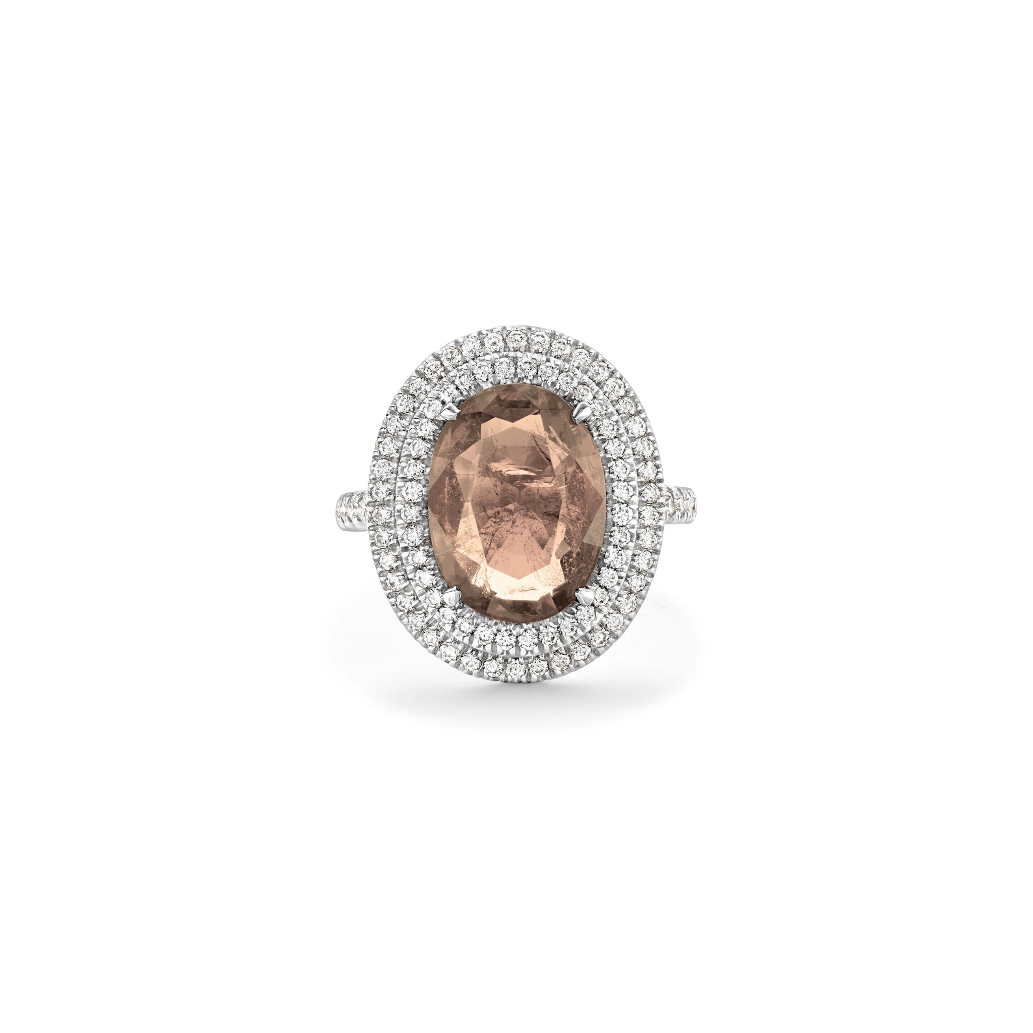 Blush Aurelia Double Halo Morganite Ring 18K White Gold